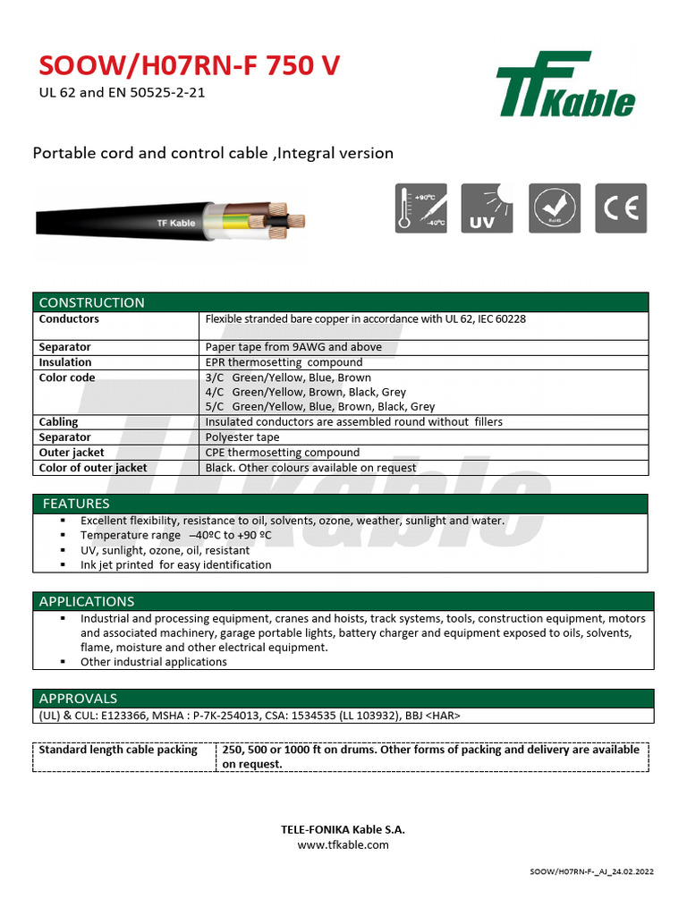 Soow H07RN-F Aj 24.02.2022 | PDF | Insulator (Electricity) | Building Engineering