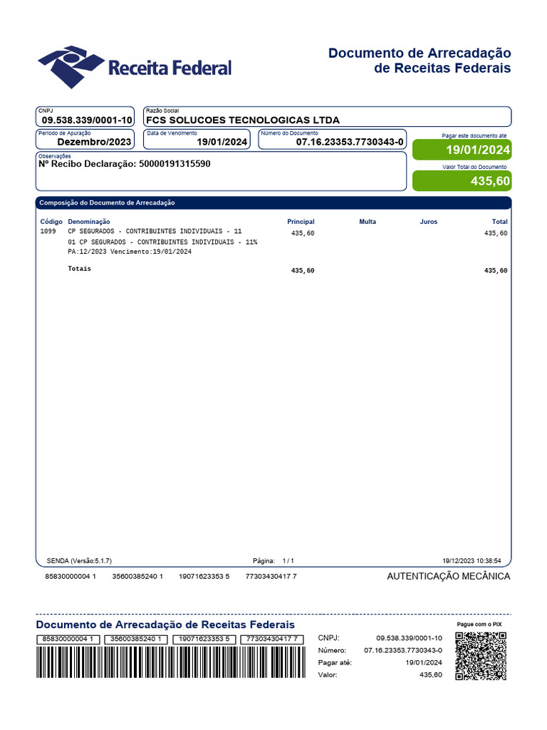 Boleto Inss Pago | Download grátis PDF | Pagamentos | Serviços financeiros