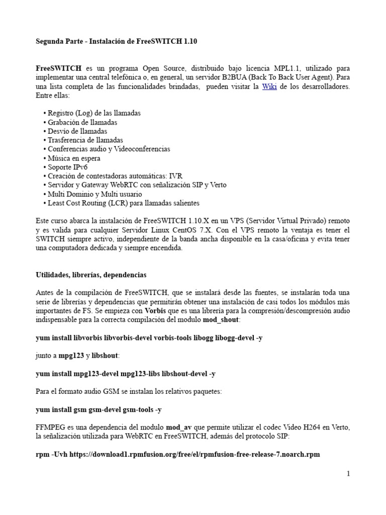 2 - Instalación de FreeSWITCH | PDF