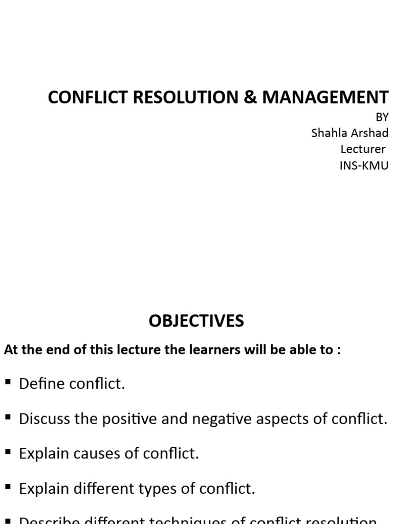 Unit-Viii-conflict Resolution & Management | PDF | Negotiation | Nursing