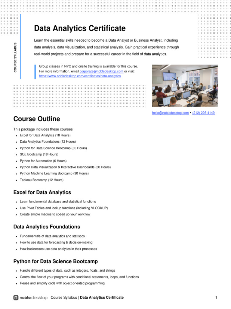 Data Analytics Certificate Courses | PDF | Data Analysis | Analytics