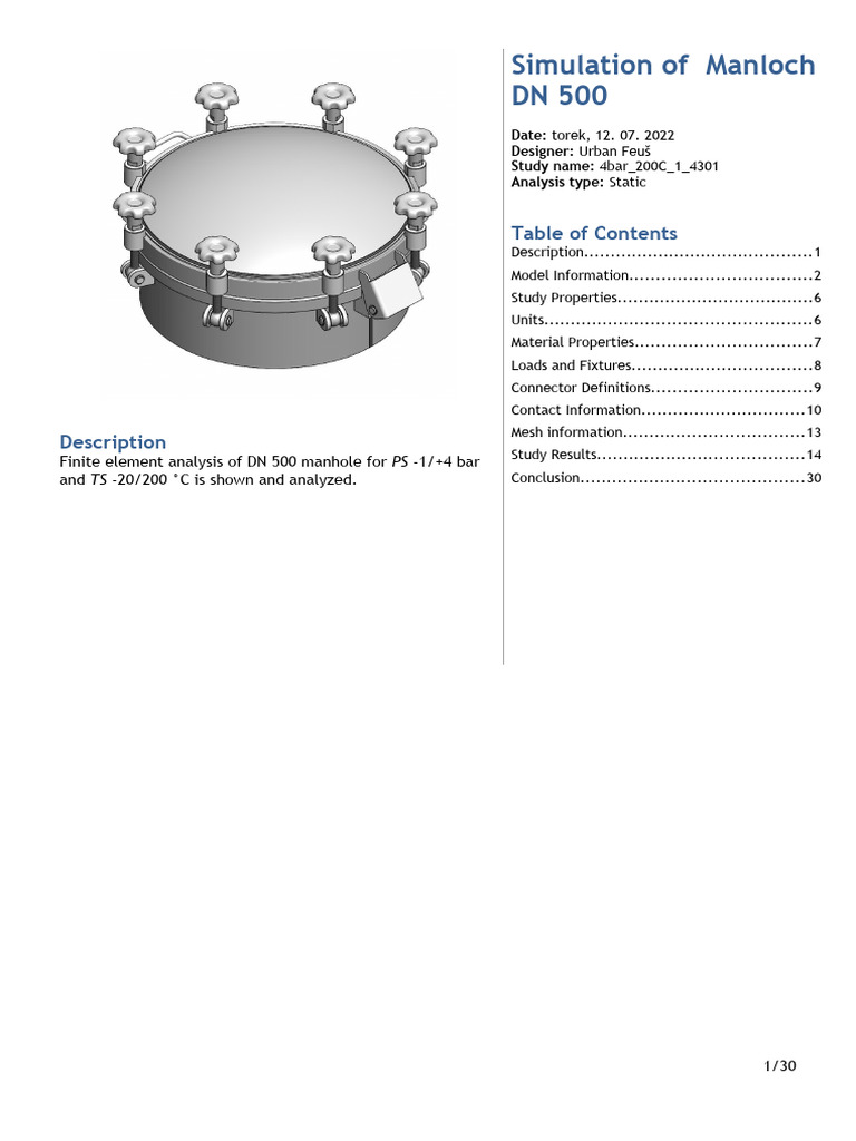 Static Analysis of DN 500 Manhole | PDF | Density | Strength Of Materials