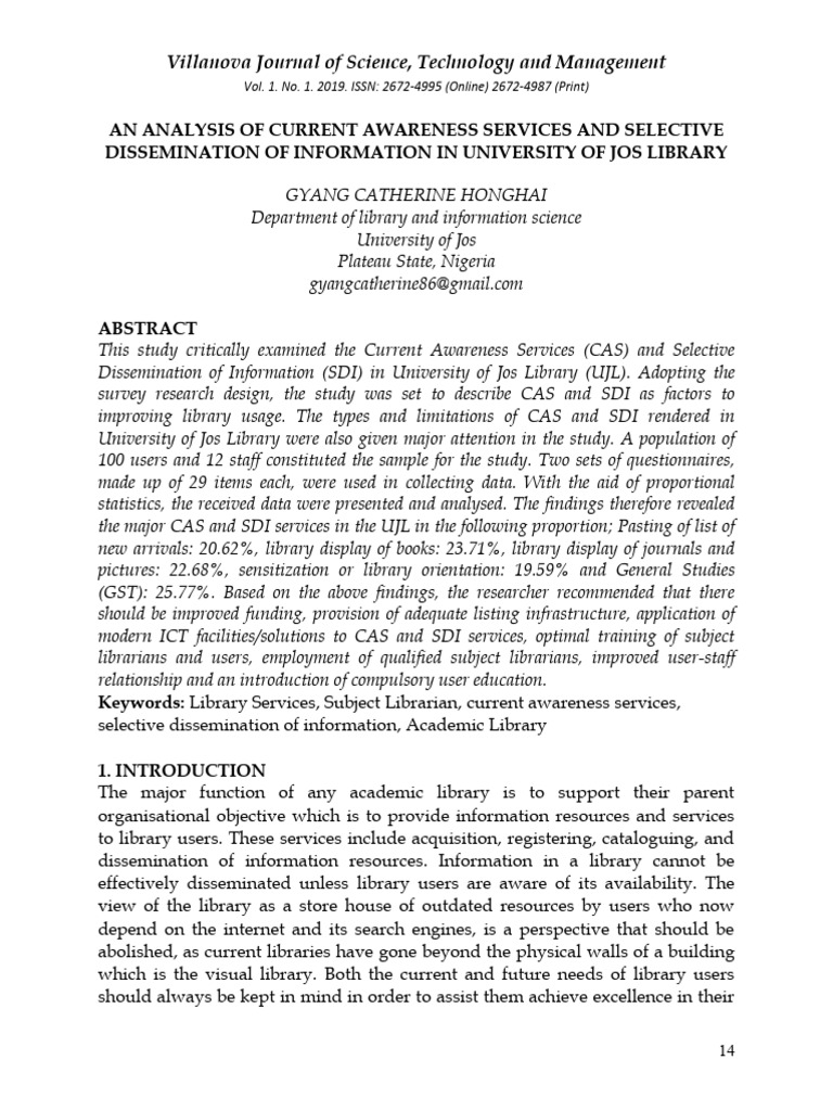 An Analysis of Current Awareness Services and Selective Dissemination ...