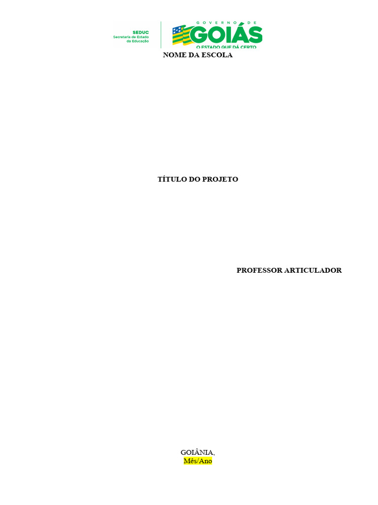 Modelo Projeto de Eletiva | PDF