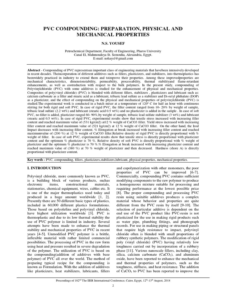 PVC Compounding: Preparation, Physical and Mechanical Properties | PDF ...