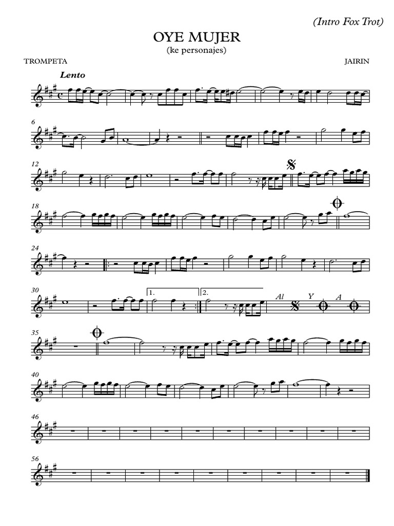 OYE MUJER - Sib TROMPETA OFICIAL - Partitura Completa | PDF