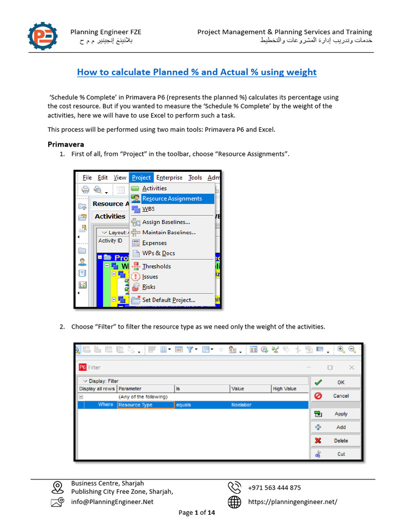 How To Calculate Planned - and Actual - Using Weight | PDF | Microsoft ...