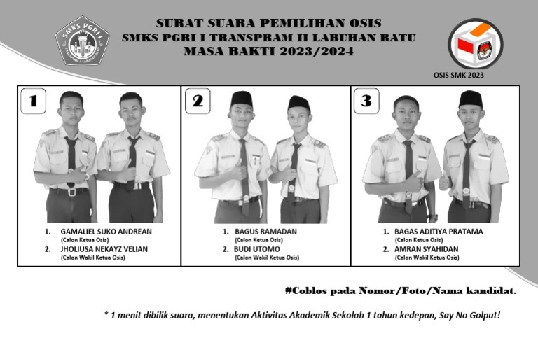 Contoh Surat Suara Pemilihan Osis 2023 | PDF Contoh Surat Suara Pemilihan Osis 2023 | PDF