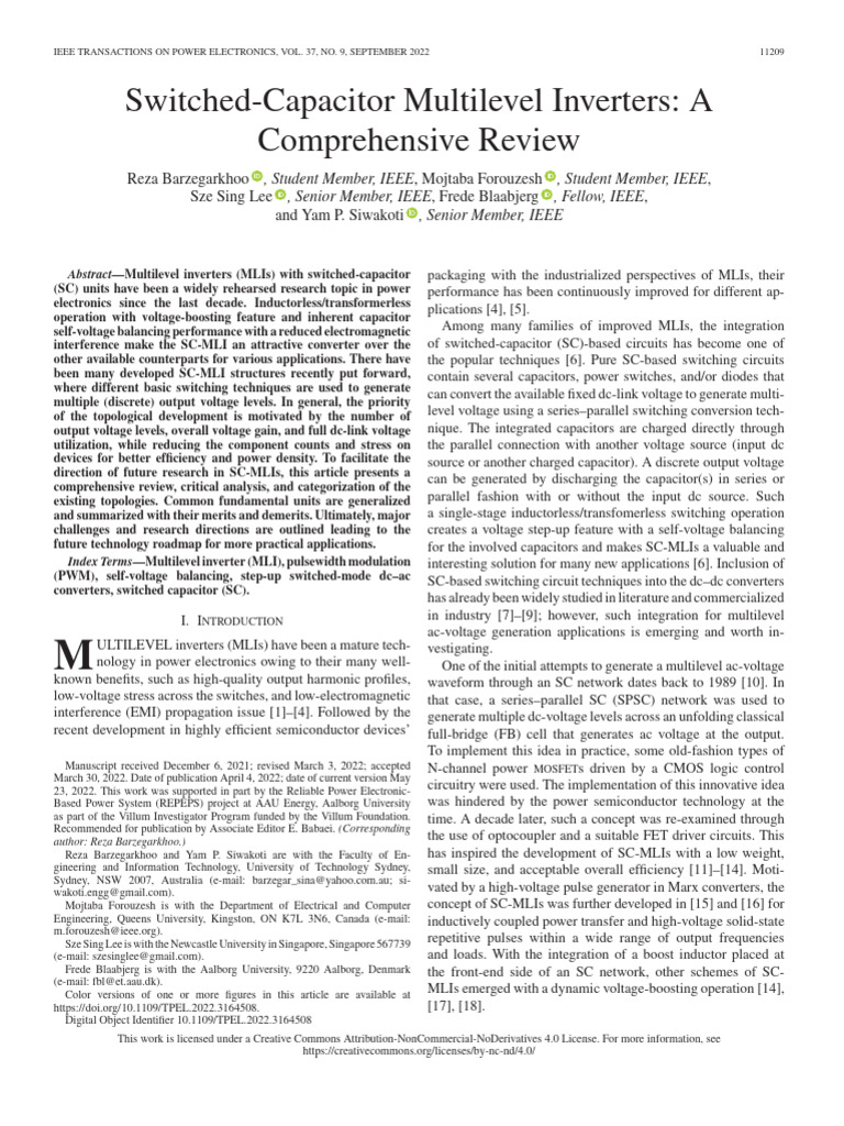 Switched-Capacitor Multilevel Inverters A Comprehensive Review ...