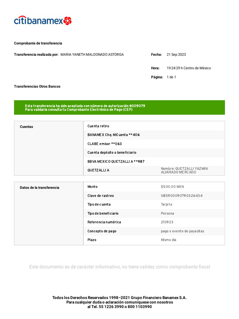 Comprobante Transferencia | PDF