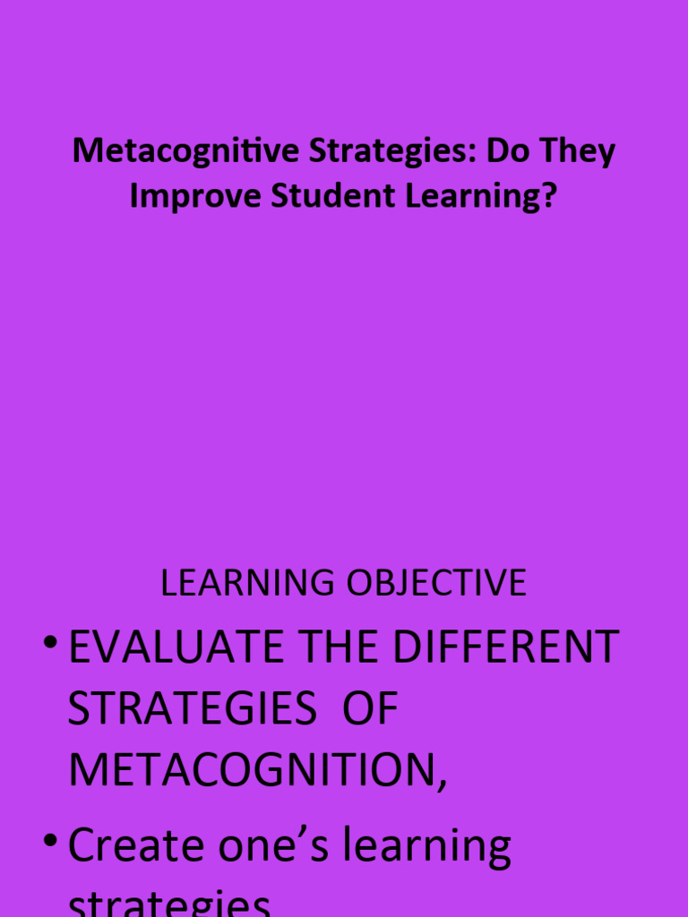 Metacognitive Strategies Pdf Metacognition Reading Comprehension