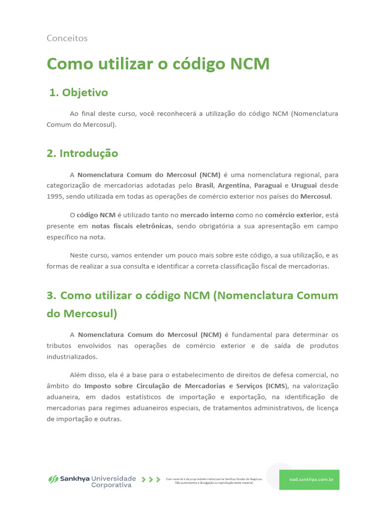 Como Utilizar o Código NCM | PDF | Finanças e Administração de Capital ...