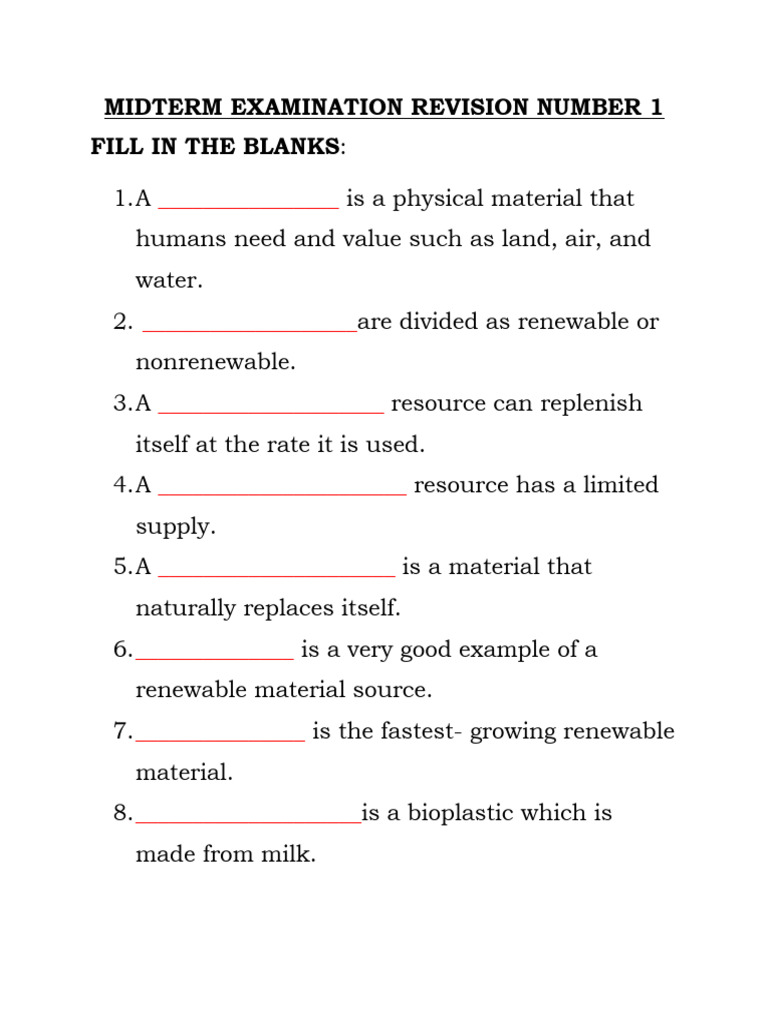 Midterm Examination Revision Number 1 QP | PDF | Rain | Oceans Midterm Examination Revision Number 1 QP | PDF | Rain | Oceans