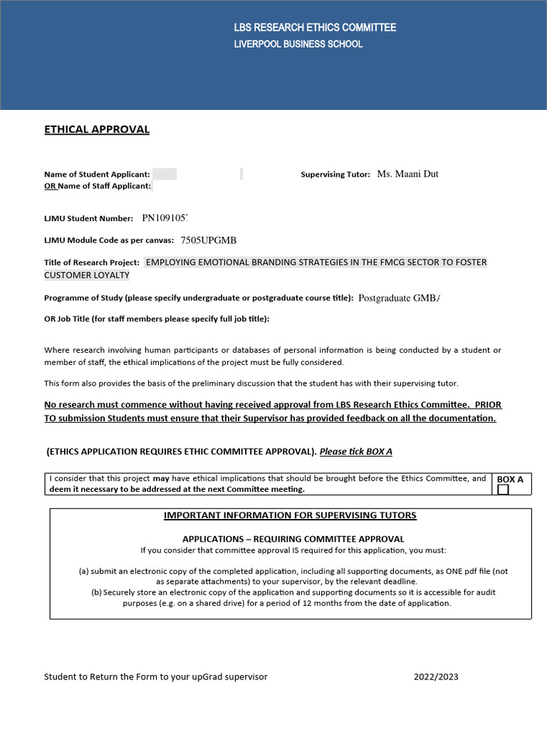 Ethical Approval Application for Research | PDF | Informed Consent