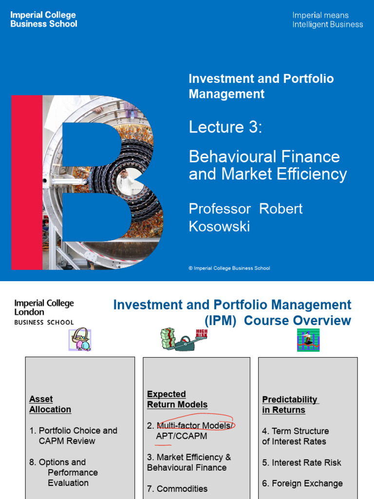 Behavioural Finance and Market Efficiency: Professor Robert Kosowski | PDF