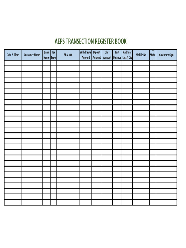 AEPS Register Book PDF | PDF