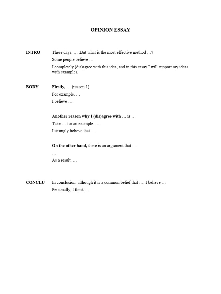 Outline For Opinion Essays | PDF | Career & Growth