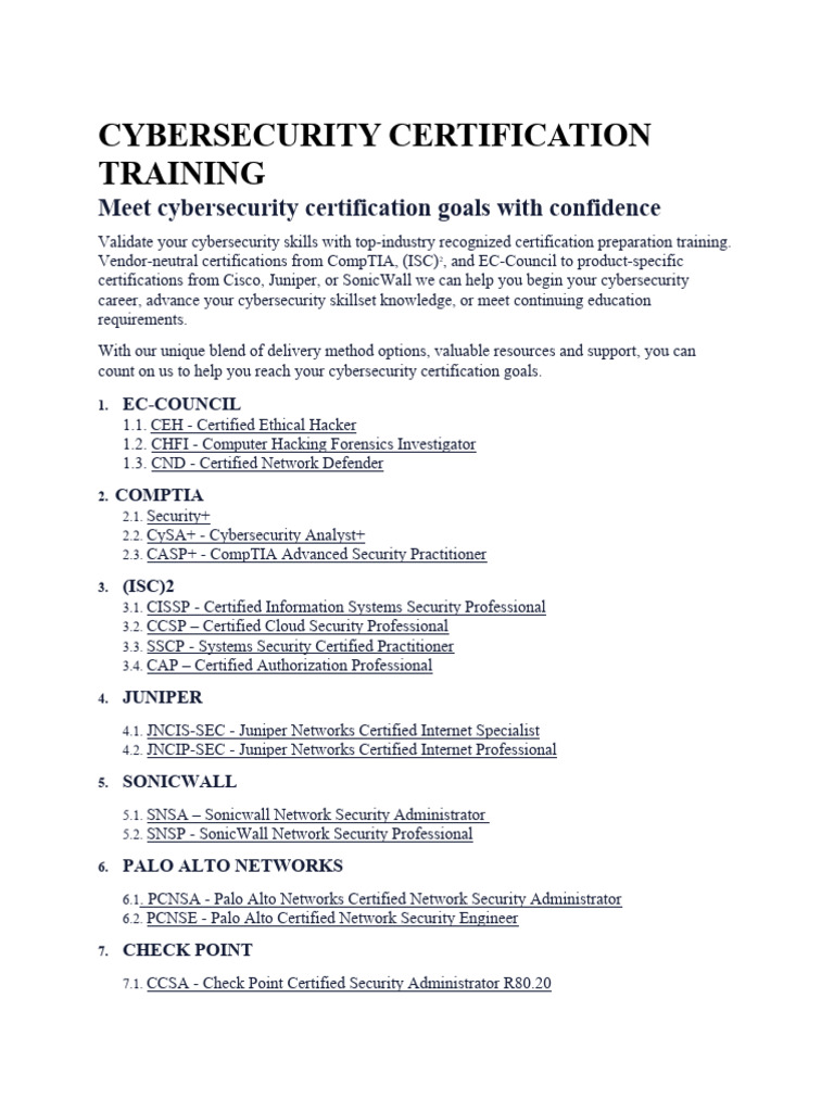Cybersecurity Certification Training | Download Free PDF | Security ...