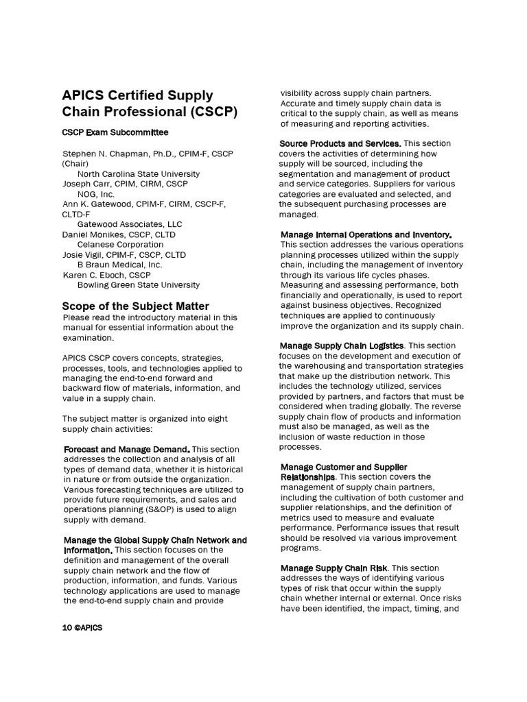 CSCP Content V5 | PDF | Supply Chain | Forecasting