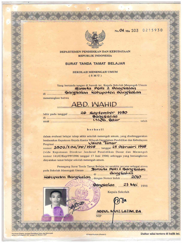 Ijazah Smu | PDF