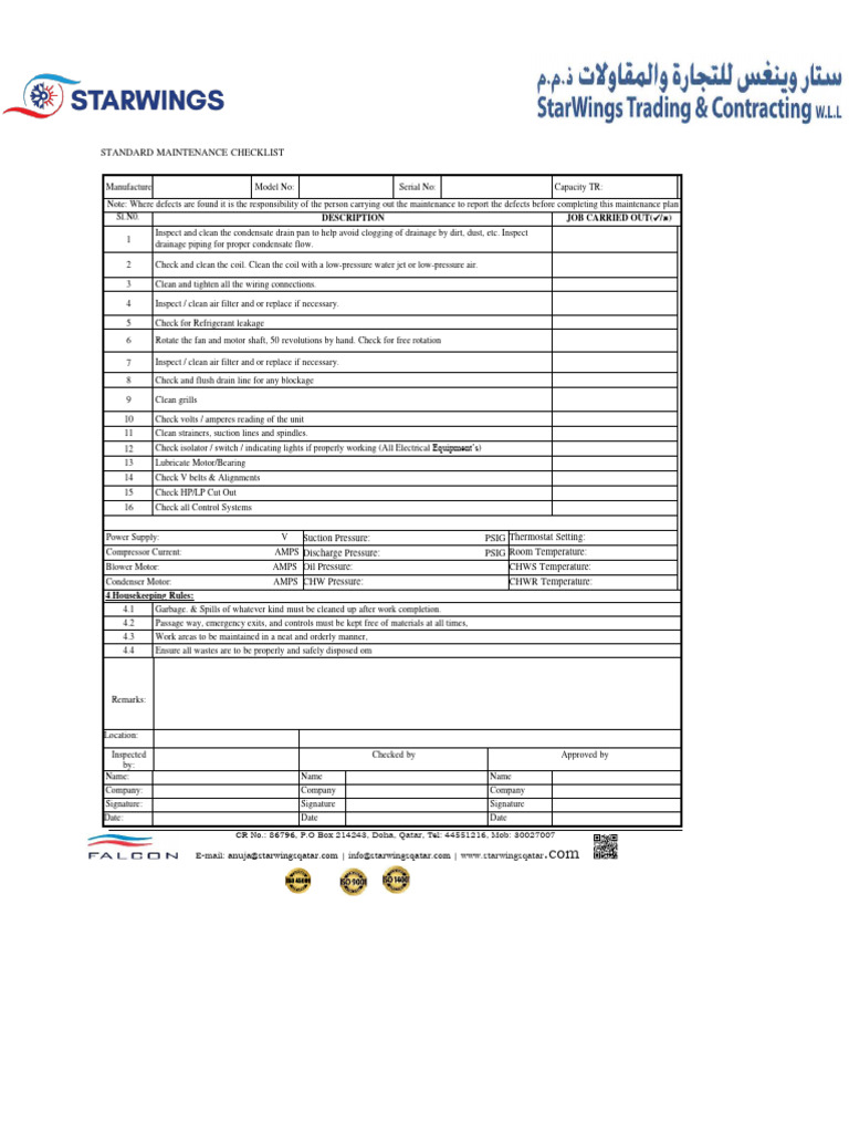 FCU PPM Checklist | PDF | Manufactured Goods | Mechanical Engineering