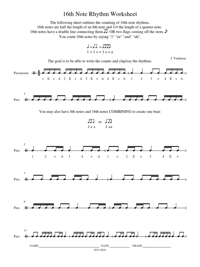 16th Note Rhythm Breakdown | PDF | Musical Notation | Musical Compositions