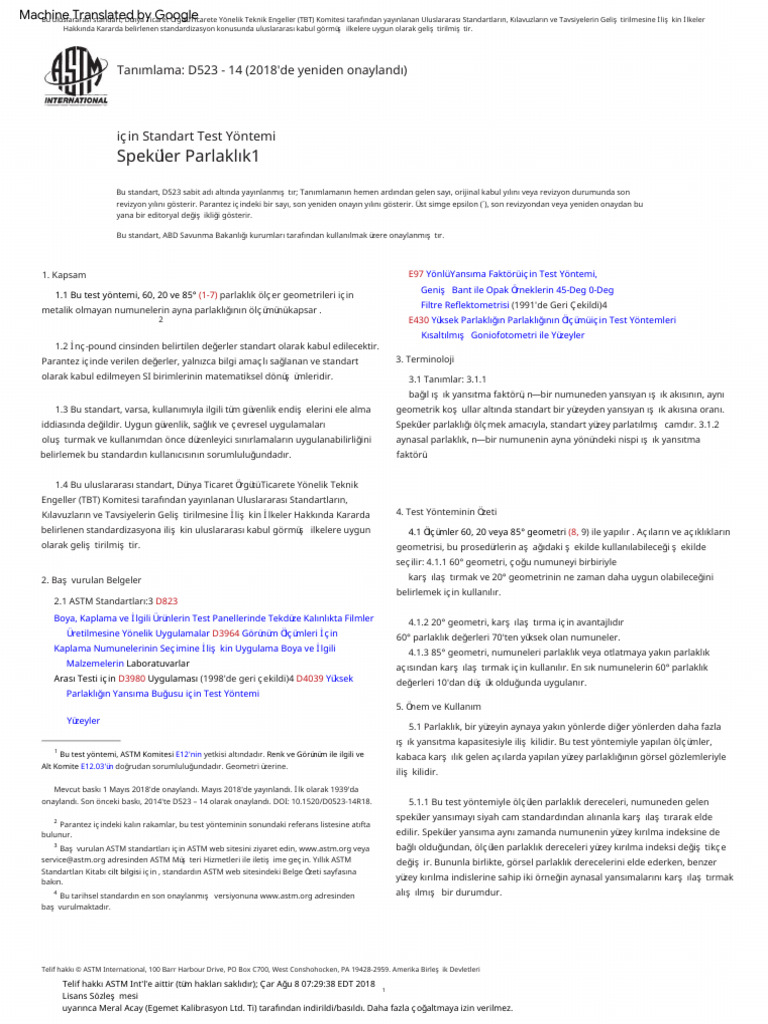 Astm D 523 2018 | PDF