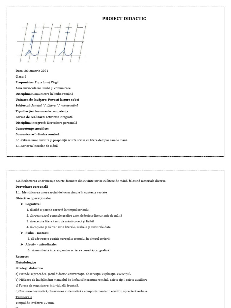 0 Sunetul T. Litera T Mic de Mana | PDF