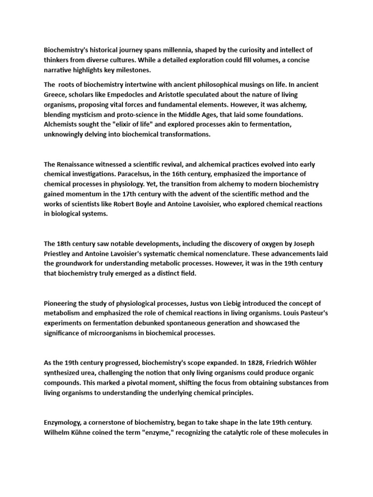 History of Biochemistry | Download Free PDF | Biochemistry | Chemistry