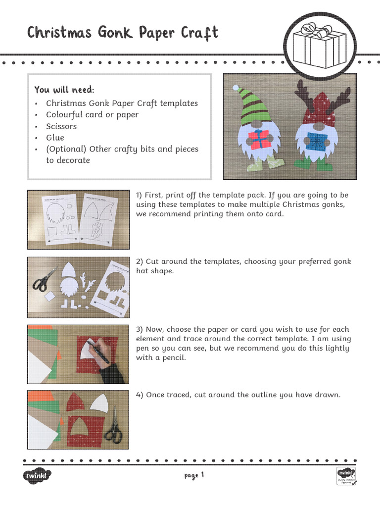 Christmas Gonk Paper Craft Instructions | PDF