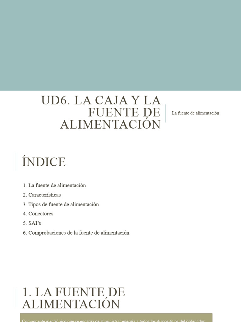 UD6. La Fuente de Alimentación | PDF | Hogar, jardinería y bricolaje | Informática