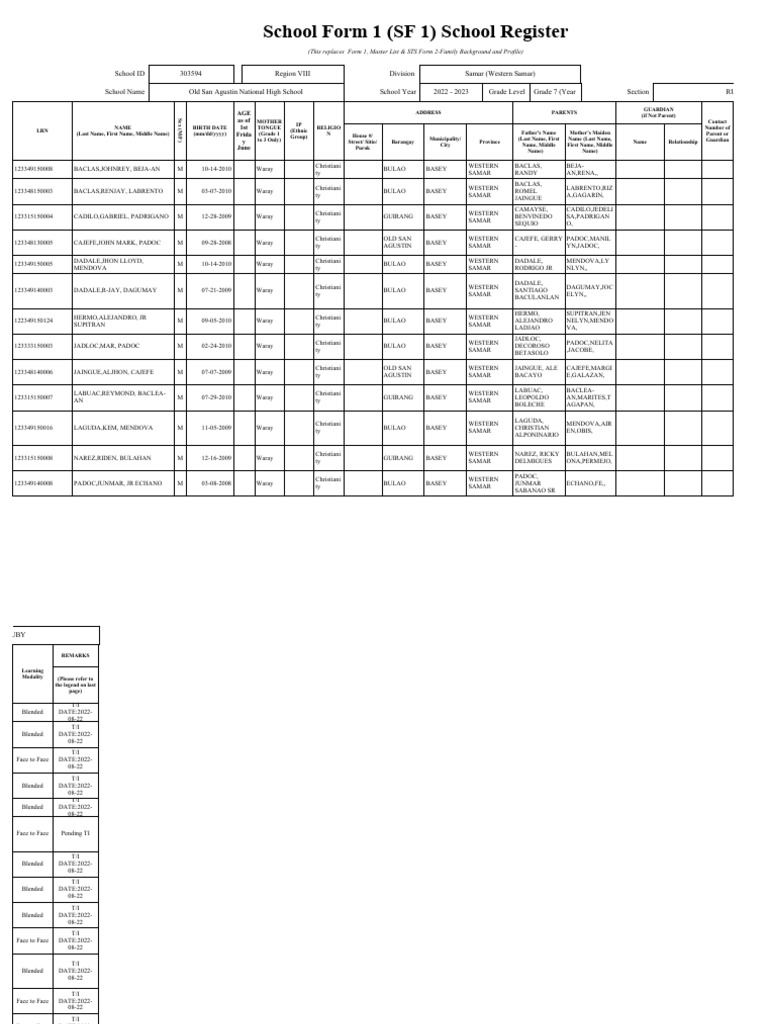 SF1 2022 Grade 7 (Year I) - RUBY | PDF