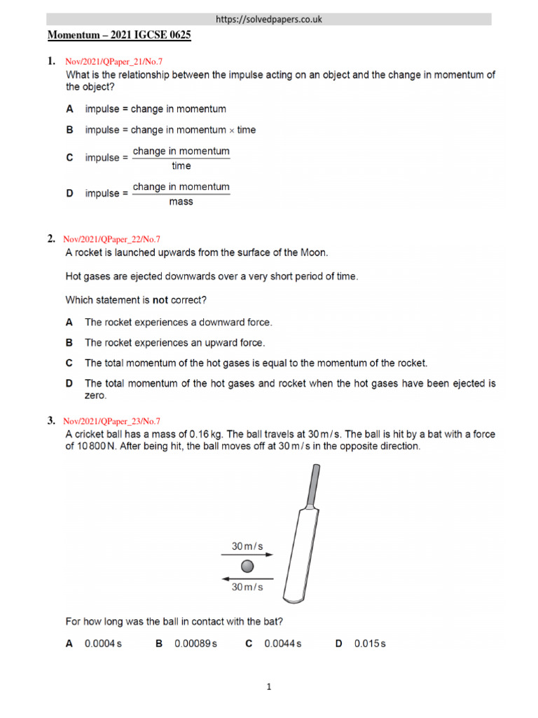 2021 N Momentum Igcse 0625 Pdf
