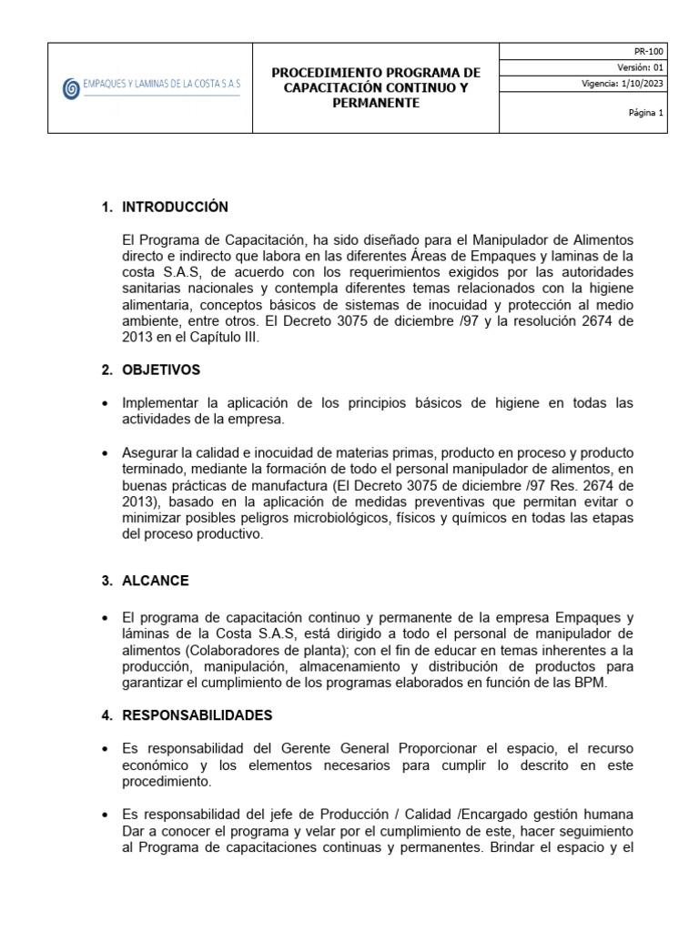 Capacitación BPM para Manipuladores | PDF | Alimentos | Seguridad alimenticia