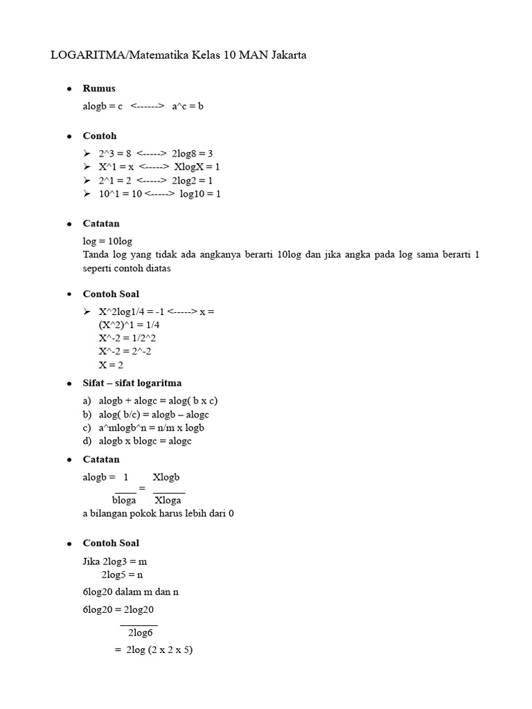 Logaritma (Matematika Kelas 10) | PDF