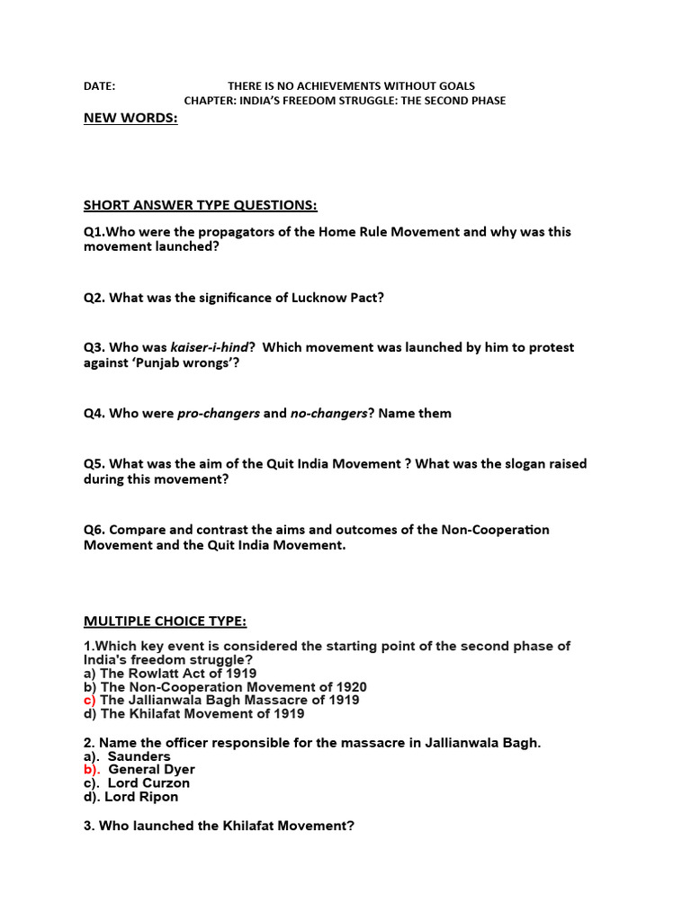 India's Freedom Struggle: Key Movements | PDF | Indian Independence ...