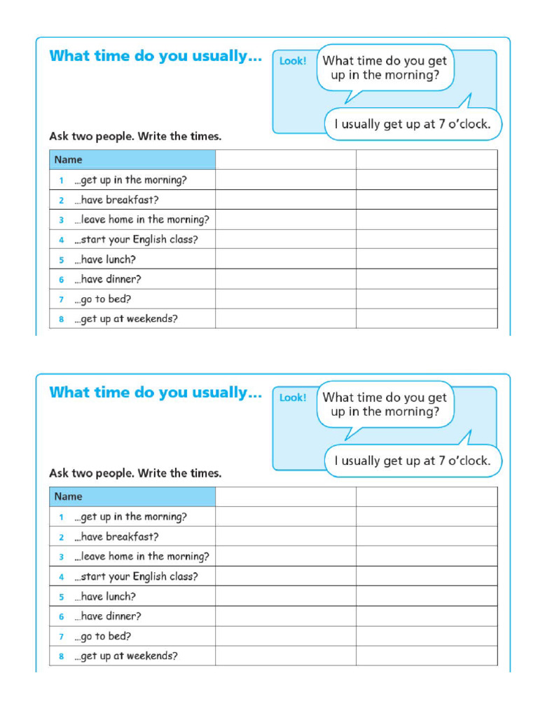 Speaking Telling The Time Daily Routines | PDF