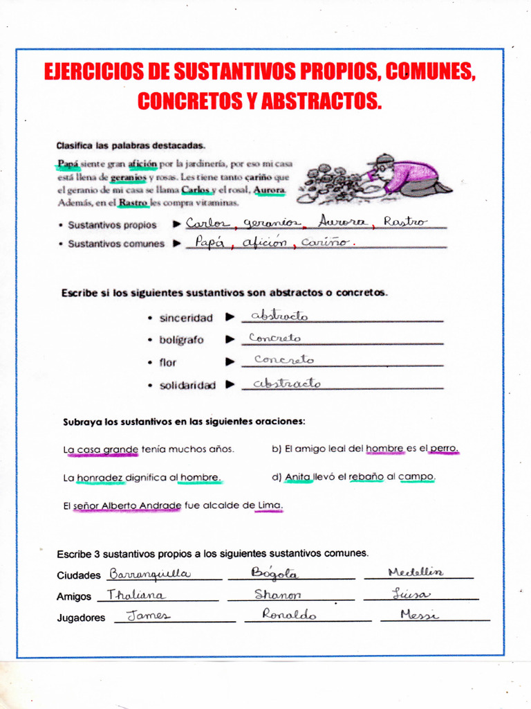 Sustantivos Concretos y Abstractos | PDF