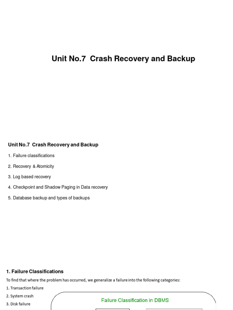 Crash Recovery Techniques in DBMS | PDF | Backup | Databases