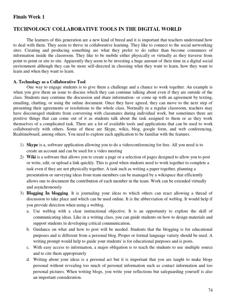 Collaborative Technology Tools for Learning | PDF | Educational ...