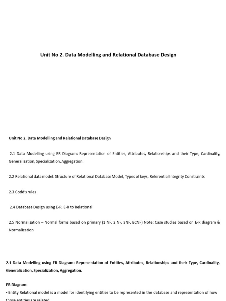 Unit No2 Data Modelling And Relational Database Design Pdf Relational Database Relational Model