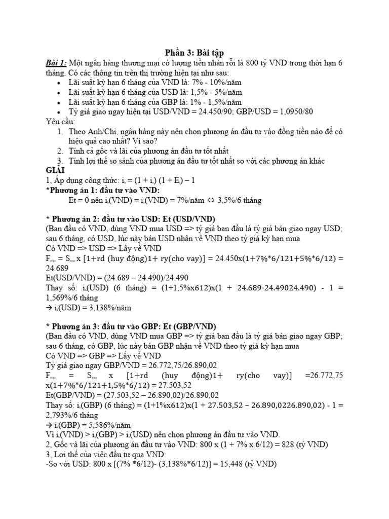 Bài Tập TCQT. | PDF