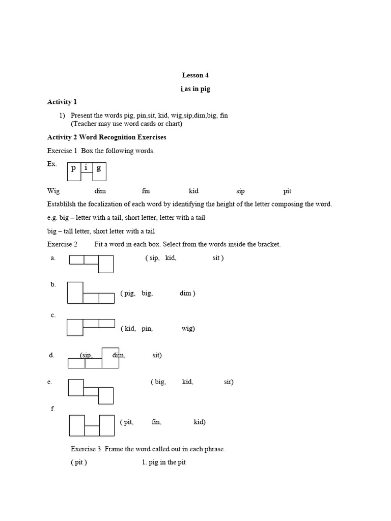 Fuller Activity For Non-Reader Lesson 4 | PDF | Language Mechanics ...