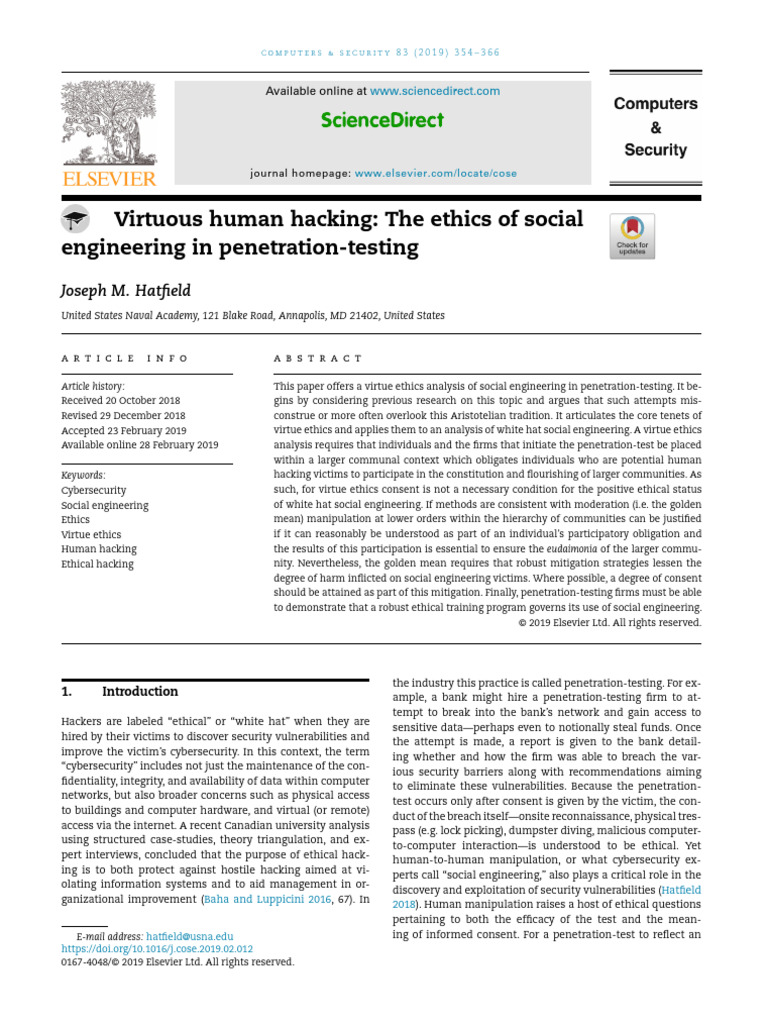 Virtuous Human Hacking - The Ethics of Social Engineering in ...