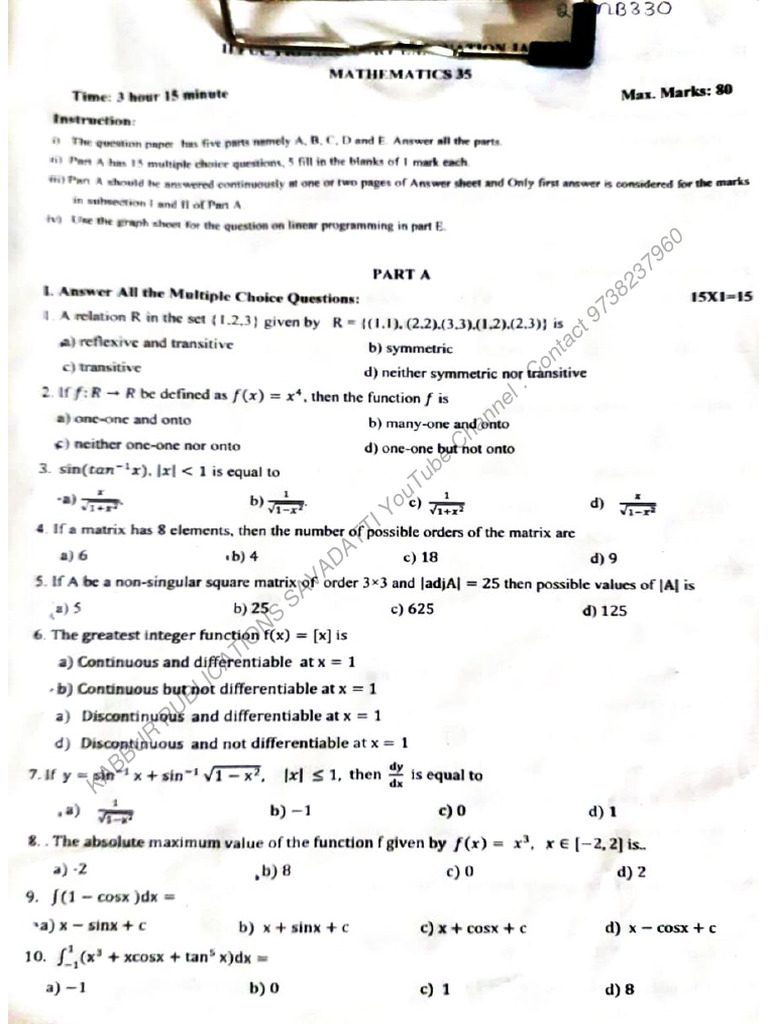 Maths Hassan Pre QP | PDF