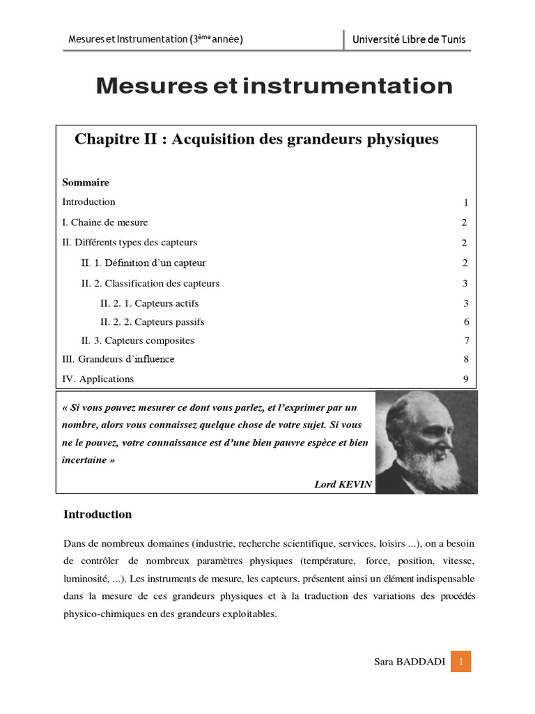 Chapitre II Mesures Et Instrumentation | PDF