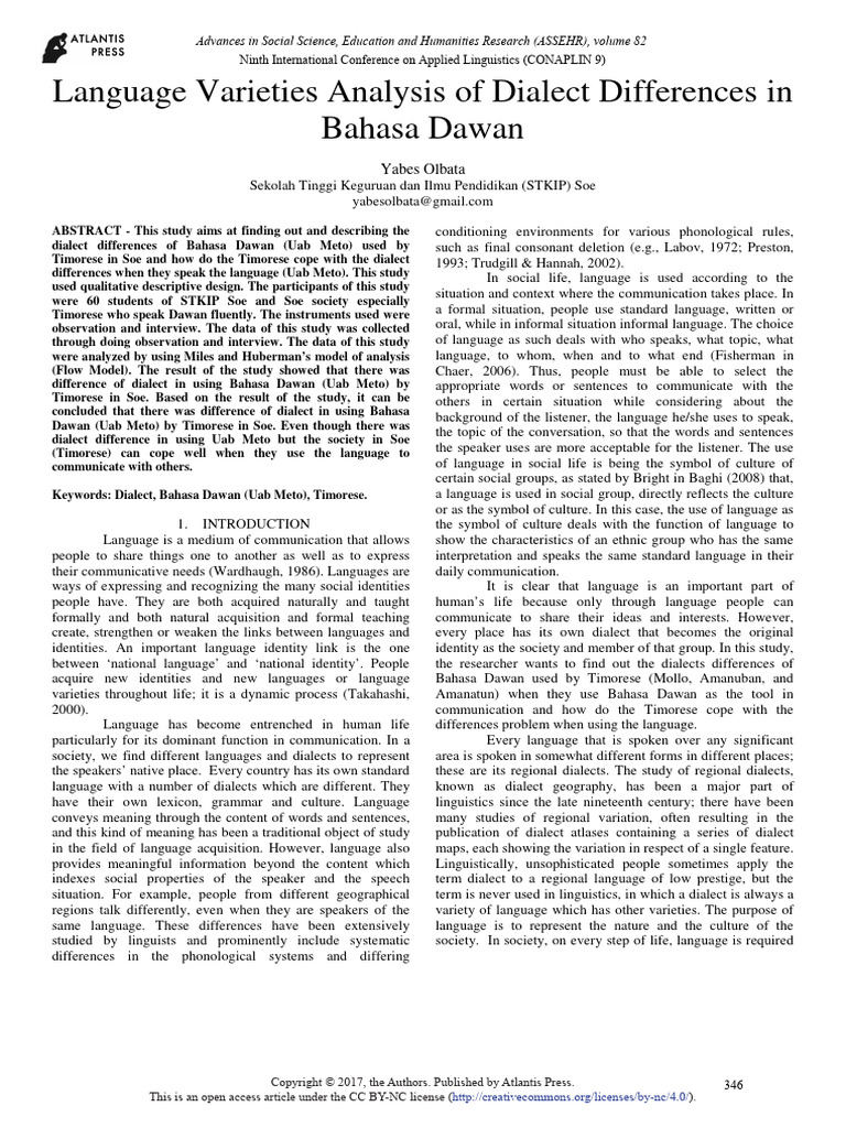 Analysis On Dialect Differences | PDF | Linguistics | Indonesian Language