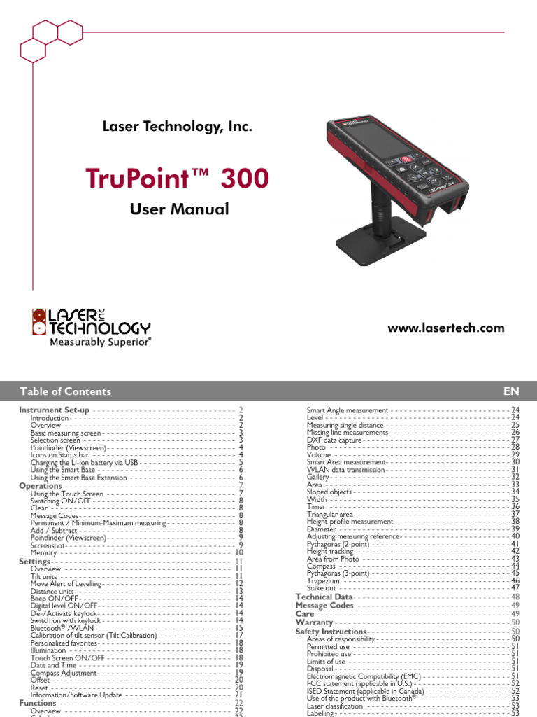 LTI TruPoint 300 User Manual en | PDF | Battery Charger | Bluetooth
