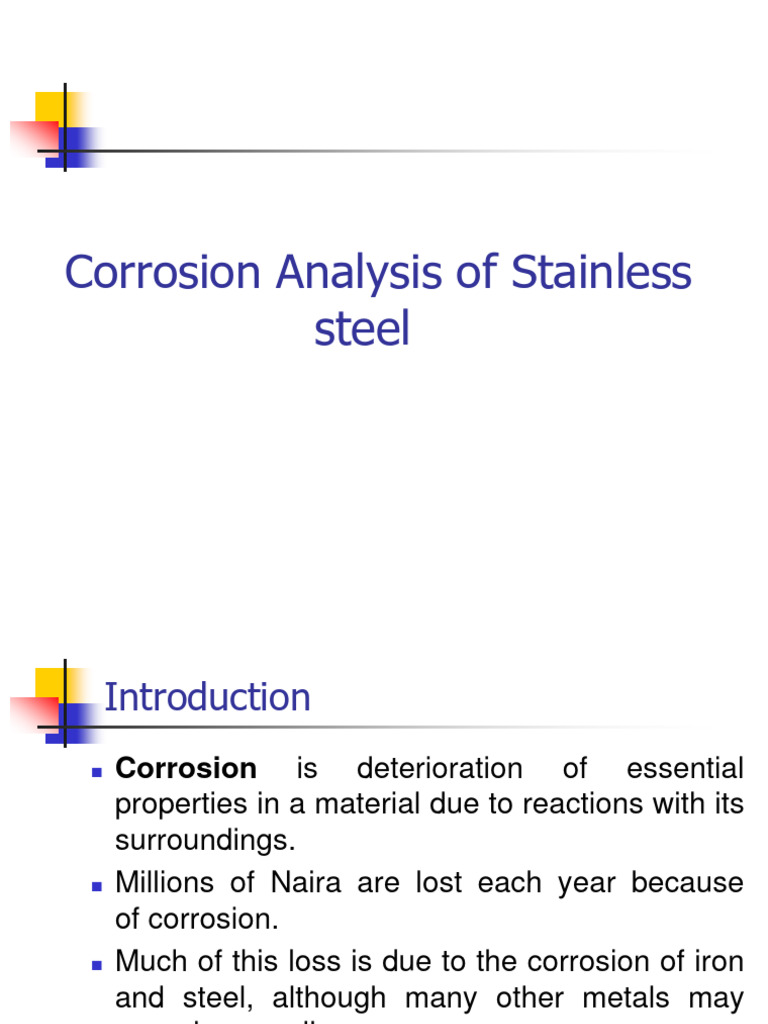 MCE328 Corrosionanalysisofstainlesssteel 100509104621 Phpapp01 | PDF | Stainless Steel | Corrosion