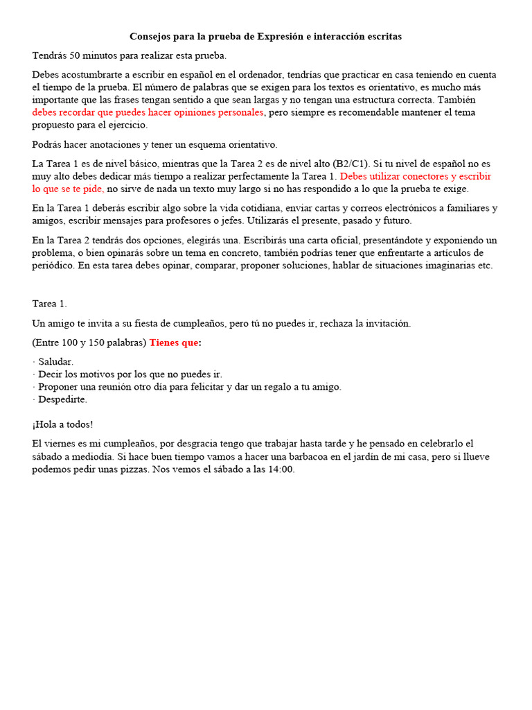 Expresión e Interacción Escritas | PDF